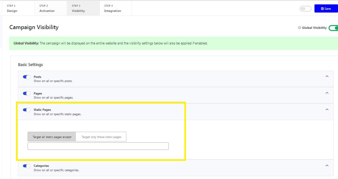 Campaign Visibility Settings » OptinAble