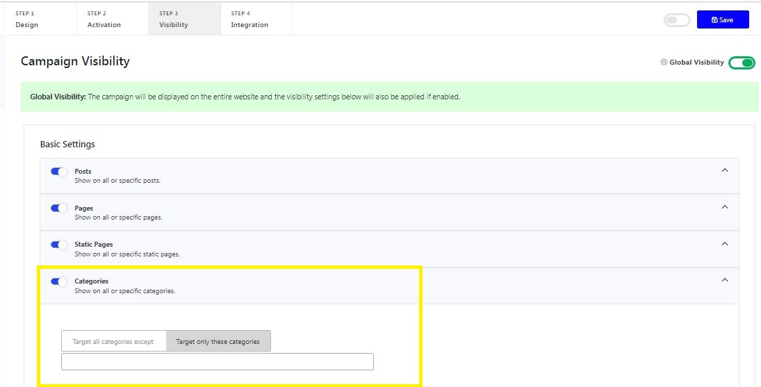 Campaign Visibility Settings » OptinAble